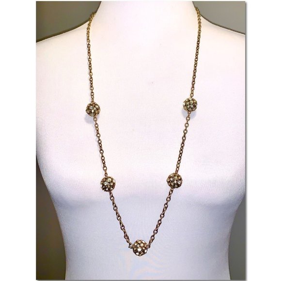 J. Crew | Jewelry | J Crew Gold Crystal Ball Bauble Long Fashion ...